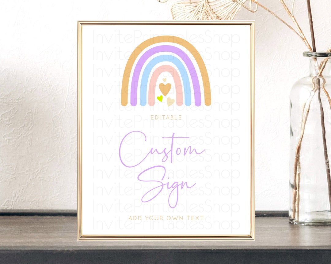 Pastel Rainbow Sign Rainbow Table Sign Decor Boho Colorful Rainbow ...