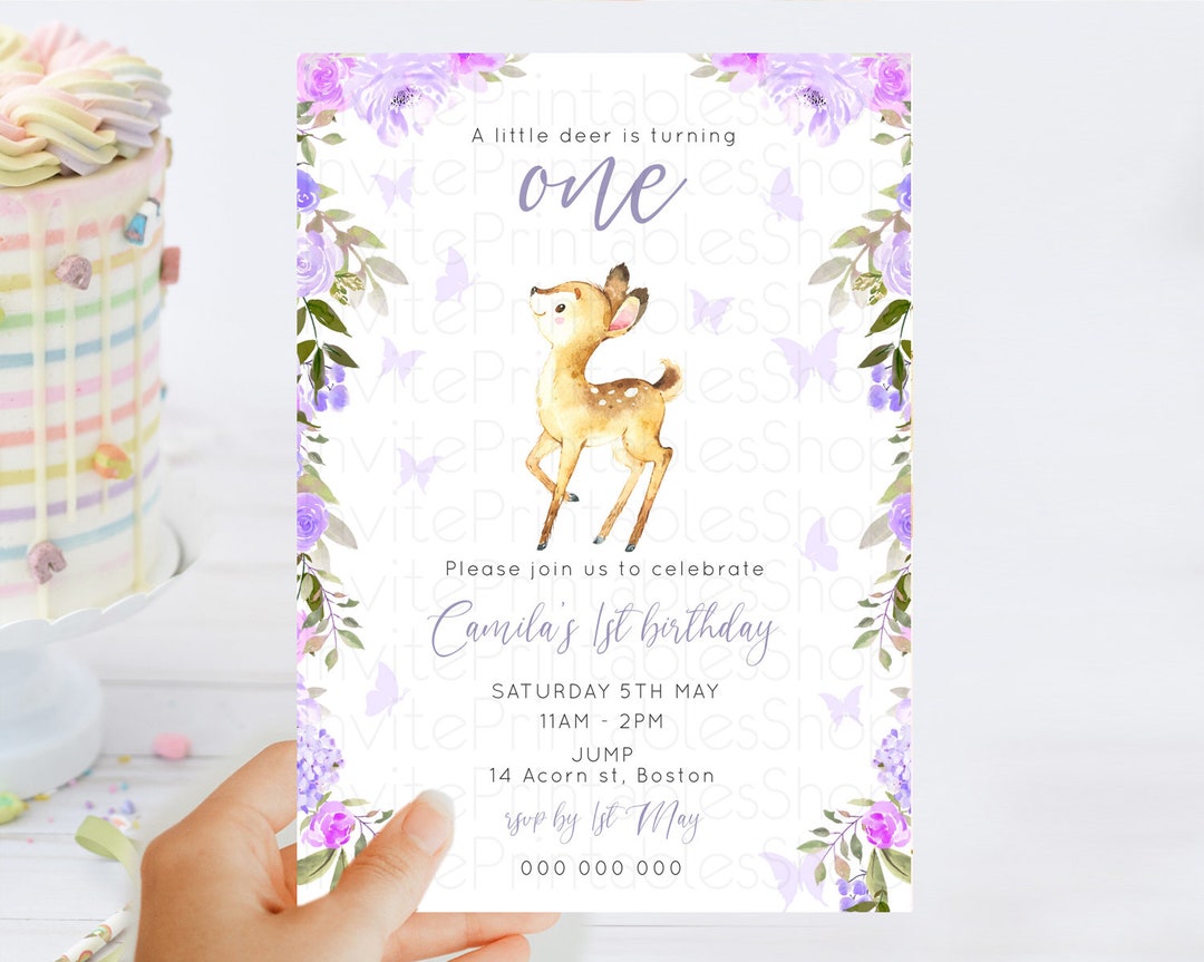 Fawn Birthday Invitation Deer Birthday Invitation Enchanted Forest ...