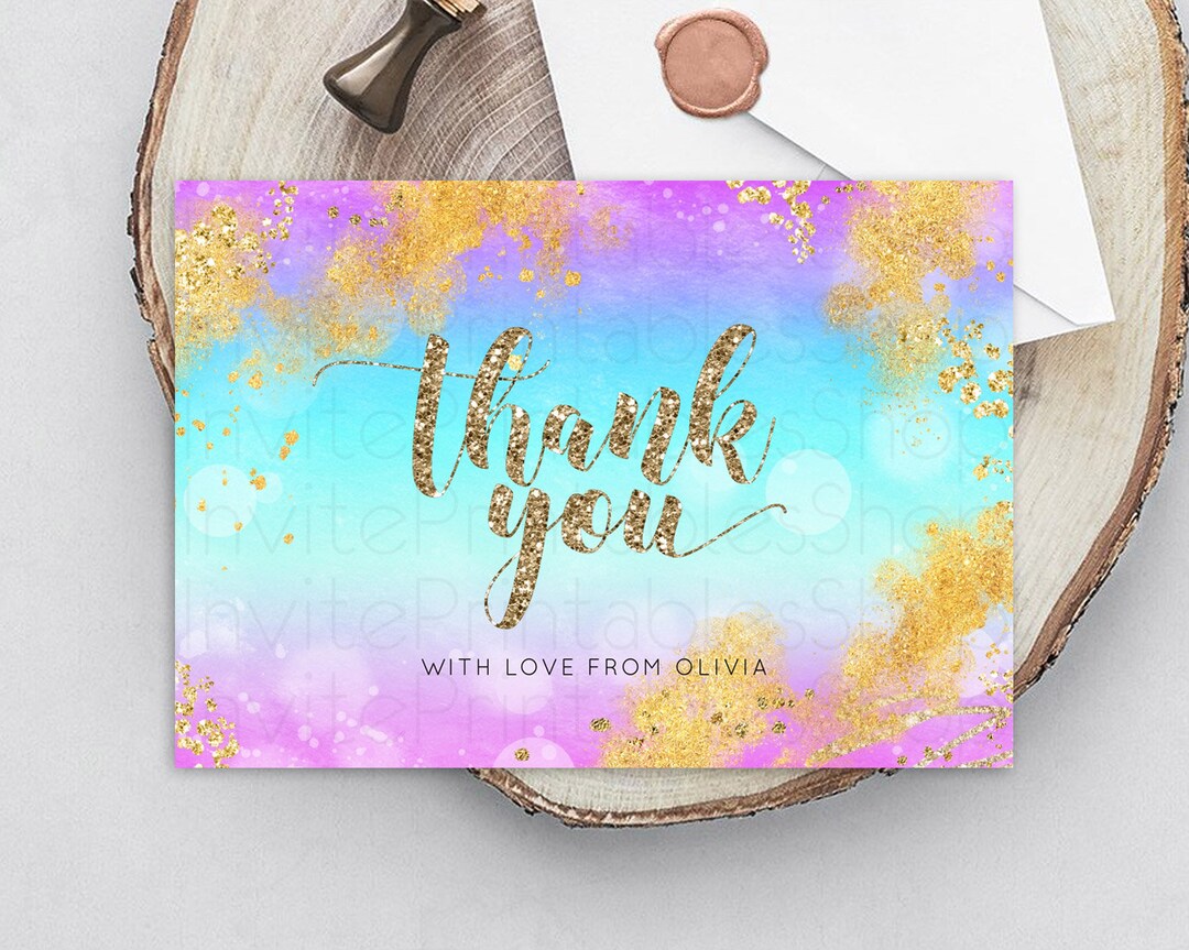 Pastel Thank You Rainbow Thank You Card Colorful Pastel Birthday Thank ...
