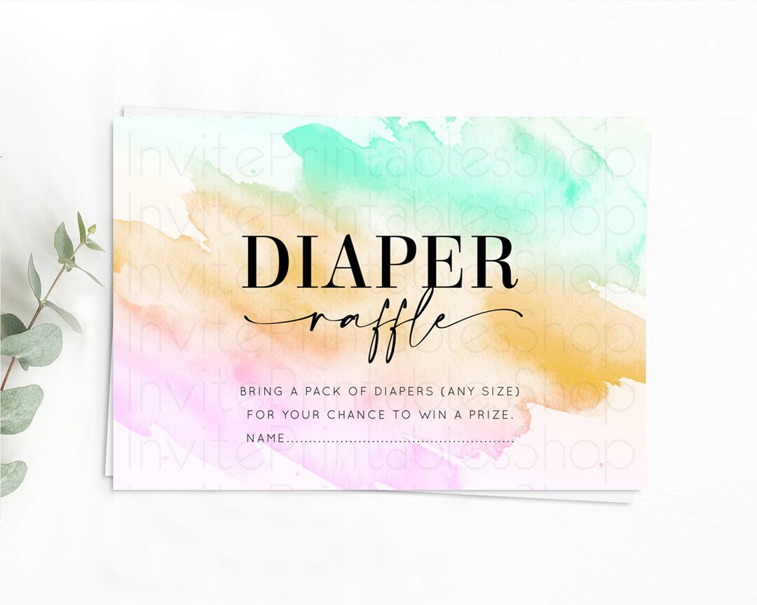 Pastel Diaper Raffle Card Pastel Rainbow Diaper Raffle Insert Colorful ...