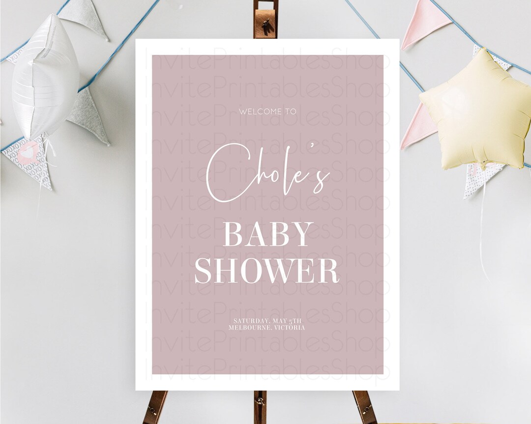 Pink Baby Shower Welcome Sign Plain Pink Welcome Board Minimalist ...