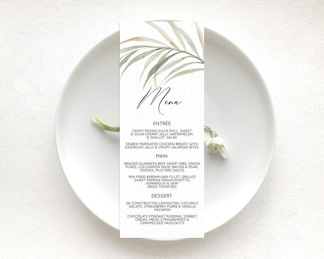 Leafy Menu Green Leaf Menu Template Eucalyptus Fern Leaves Decor ...