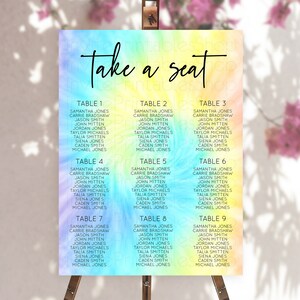 Tie Dye Seating Chart Rainbow Tie Dye Seating Chart Rainbow Colorful ...
