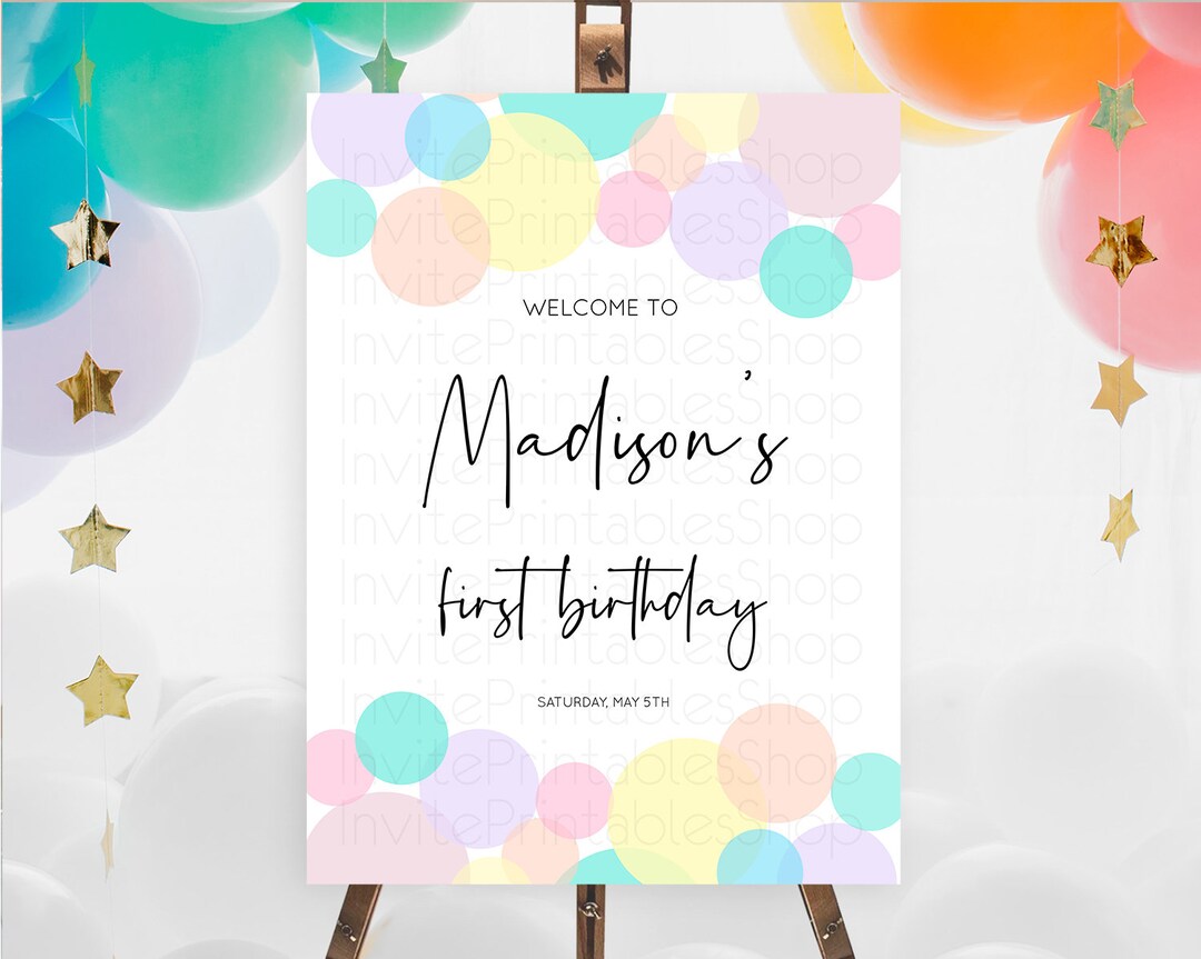 Rainbow Welcome Sign Pastel Welcome Board Pastel Rainbow Confetti ...