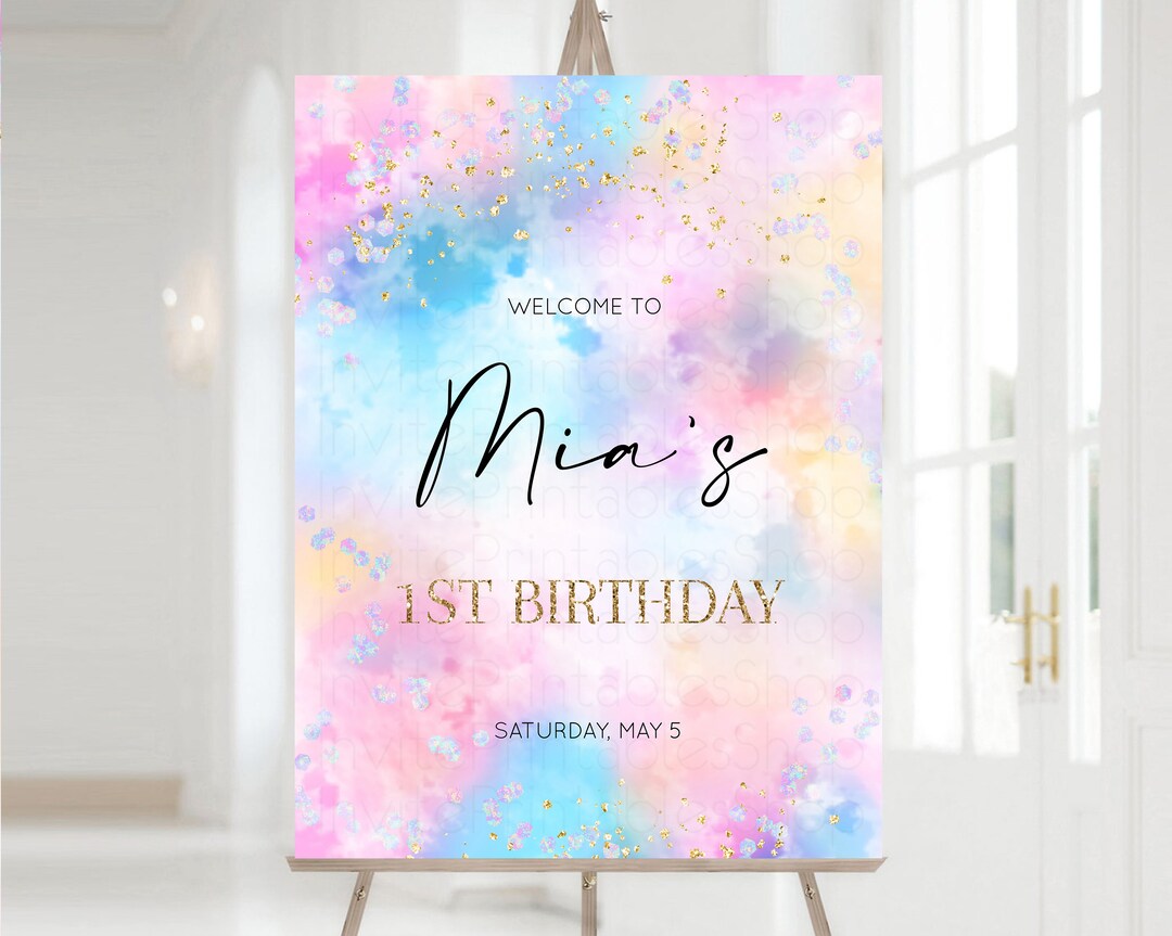 Rainbow Welcome Sign Pastel Clouds Welcome Board Iridescent Hologram ...