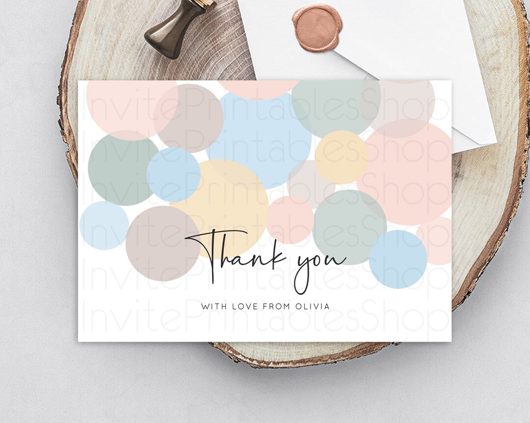 Rainbow Thank You Pastel Thank You Card Pastel Rainbow Birthday Thank ...