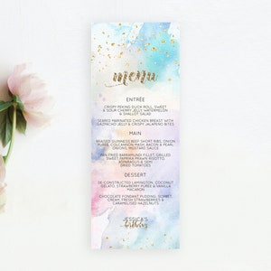 Pastel Menu Pastel Rainbow Menu Template Colorful Pastel Table Decor ...