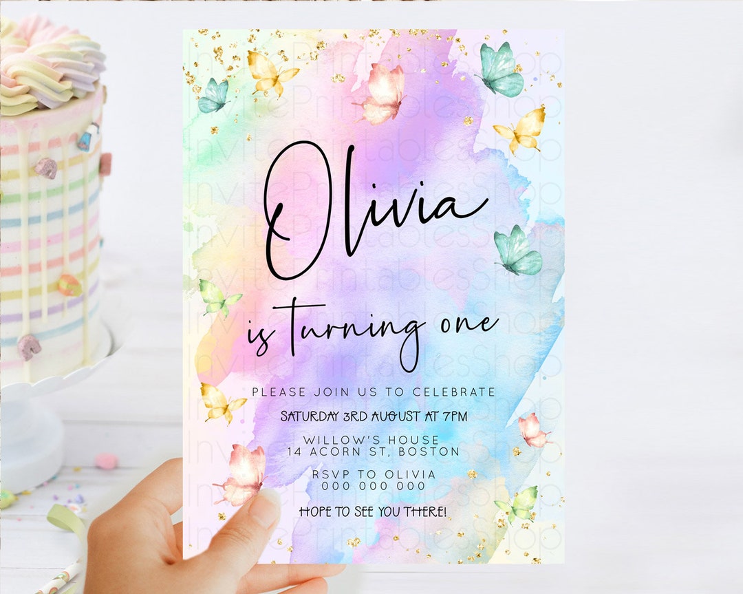 Pastel Butterfly Birthday Invitation Butterfly Birthday - Etsy