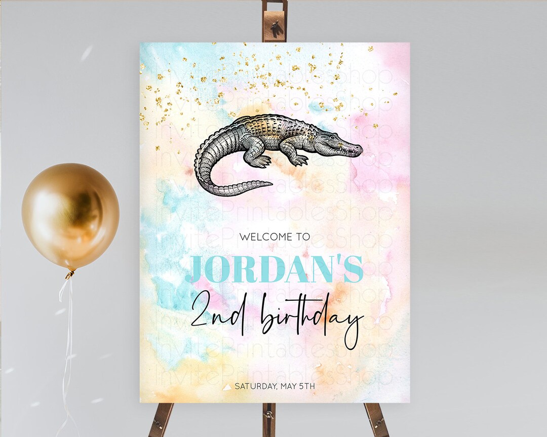 Pastel Crocodile Welcome Sign Pastel Alligator Welcome Board Safari ...