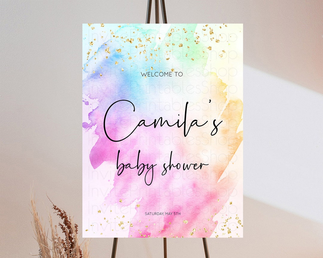 Pastel Baby Shower Welcome Sign Pastel Rainbow Welcome Sign Colorful ...