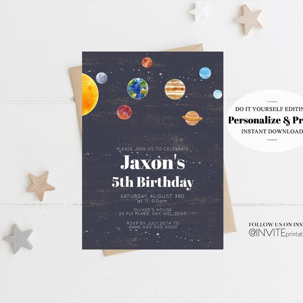 Solar System Invite - Etsy