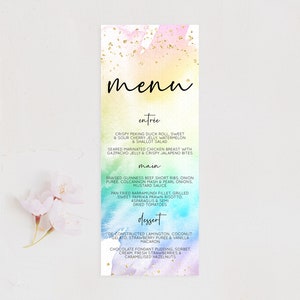 Pastel Menu Pastel Rainbow Menu Template Colorful Pastel Table Decor ...