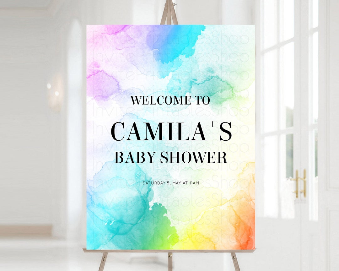 Pastel Baby Shower Welcome Sign Pastel Rainbow Welcome Sign Colorful ...