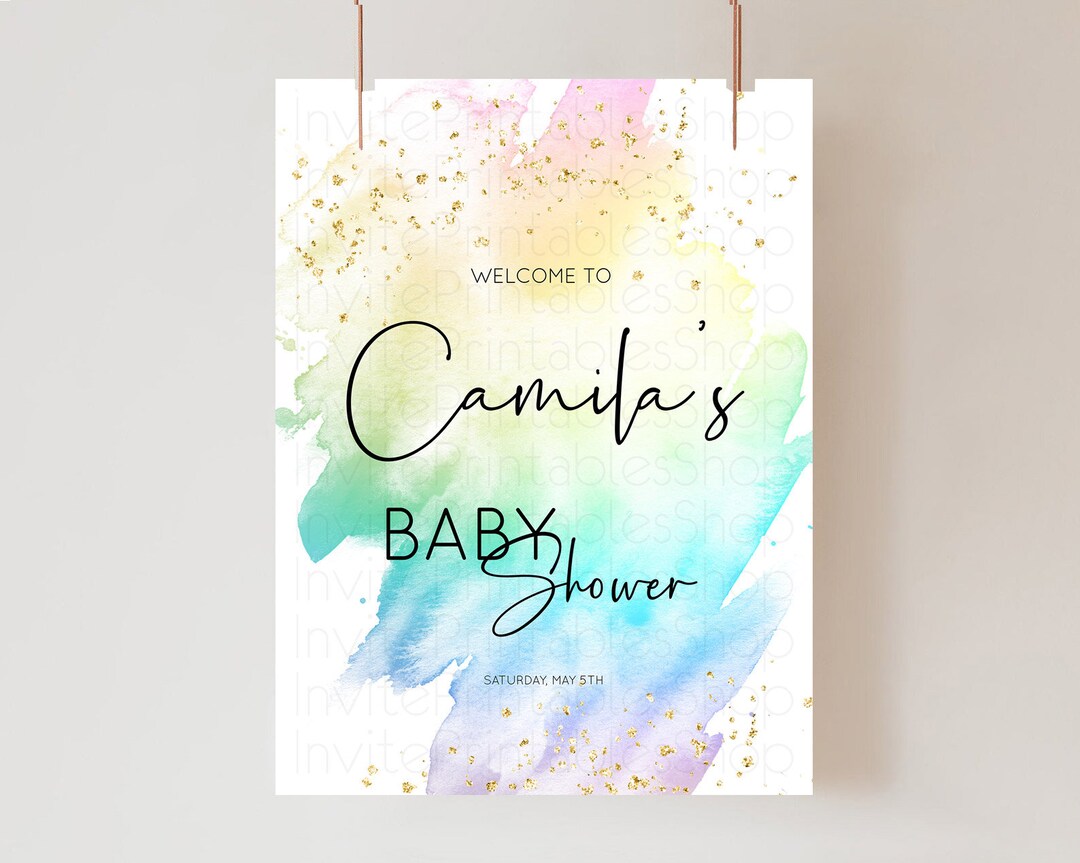 Pastel Baby Shower Welcome Sign Pastel Rainbow Welcome Sign - Etsy