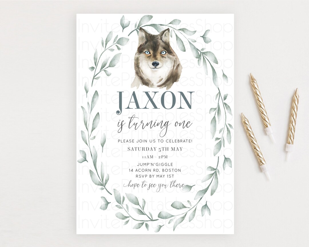 Wolf Birthday Invitation Wolf Invitation Pastel Wolf Birthday Enchanted ...