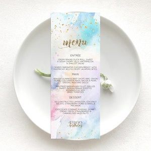 Pastel Menu Pastel Rainbow Menu Template Colorful Pastel Table Decor ...