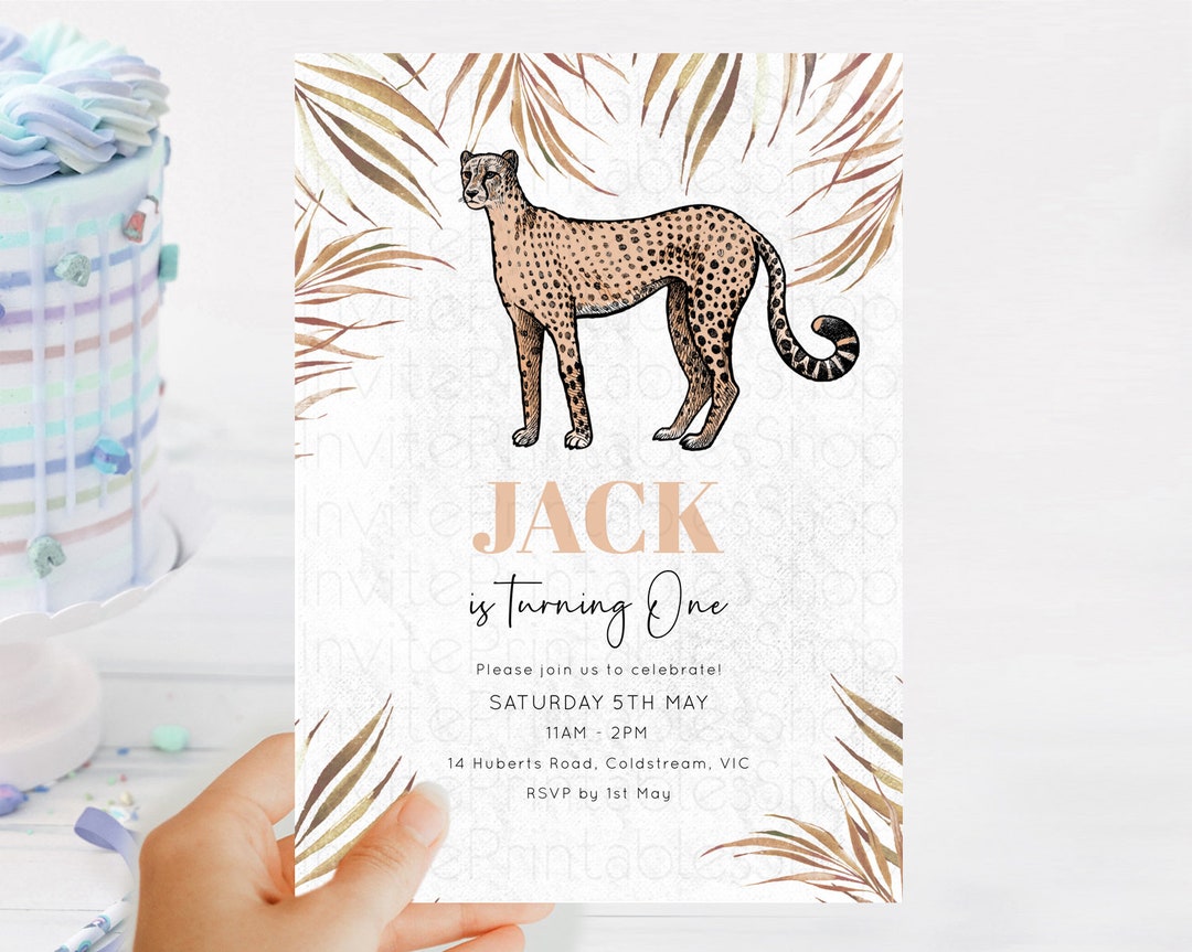 Cheetah Birthday Invitation Cheetah Invitation Cheetah - Etsy
