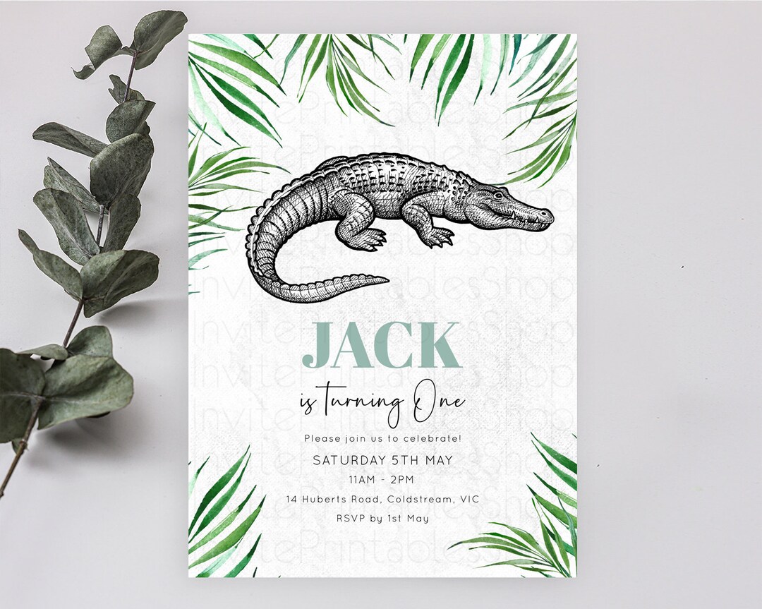 Crocodile Birthday Invitation Alligator Birthday Invitation Later ...
