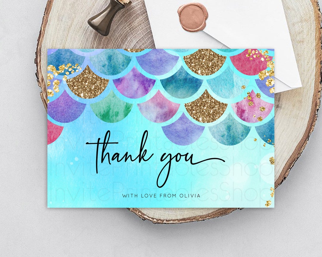 Rainbow Fish Thank You Card Rainbow Fish Birthday Thank You Card ...
