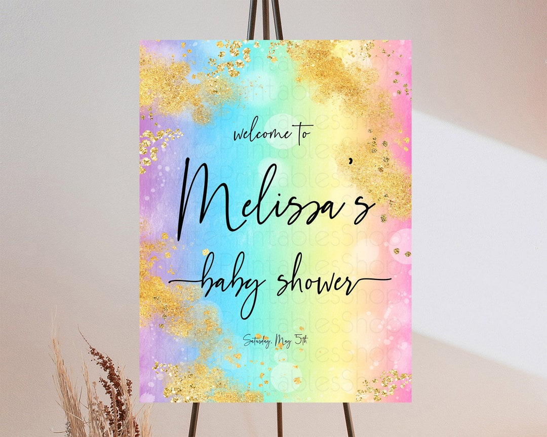 Pastel Baby Shower Welcome Sign Pastel Rainbow Welcome Sign Colorful ...