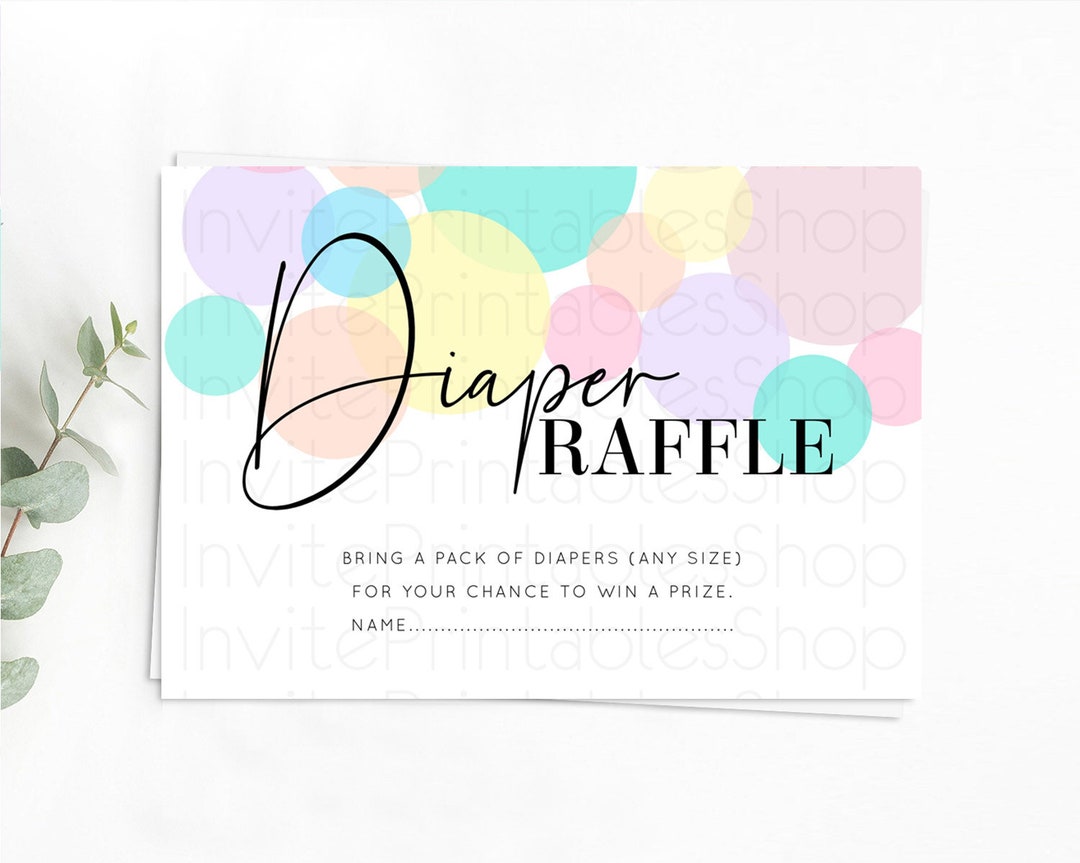 Pastel Diaper Raffle Card Pastel Rainbow Diaper Raffle Insert Colorful ...