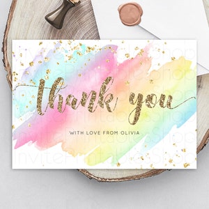 Pastel Thank You Rainbow Thank You Card Colorful Pastel - Etsy