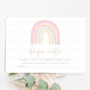 Pastel Rainbow Diaper Raffle Card Boho Rainbow Diaper Insert Boho ...