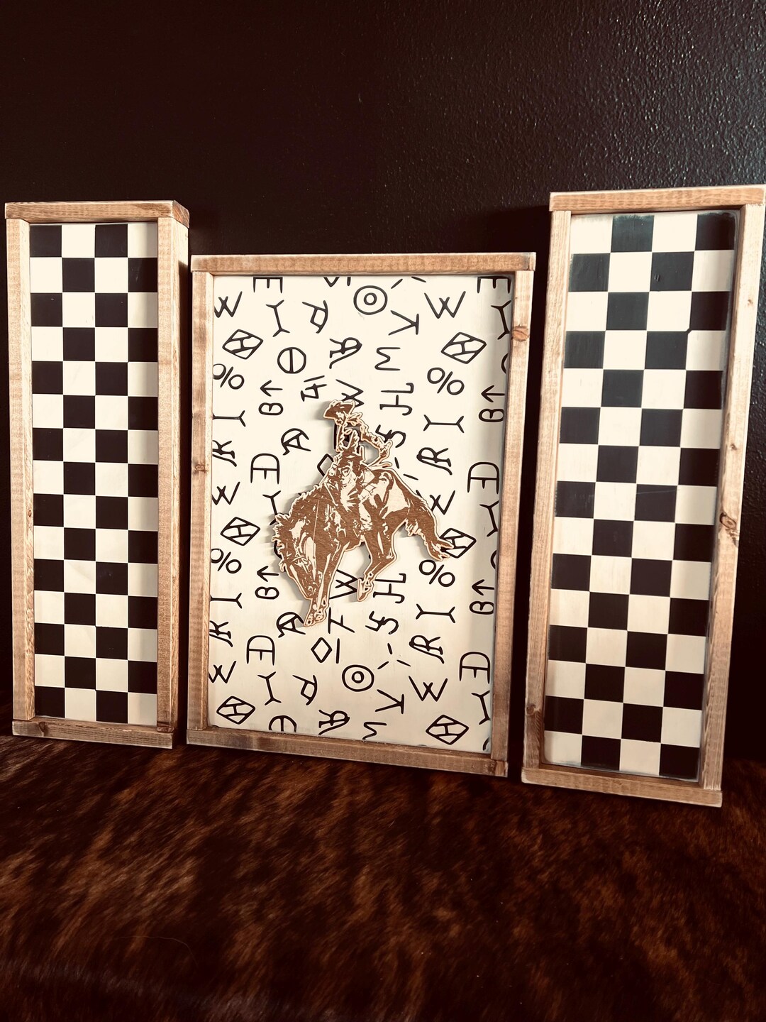 Checkered Bronc Branded Sign Set *MADE TO ORDER* - Etsy