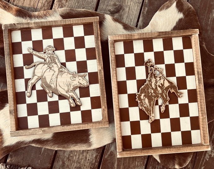 Checkered Cowboy Signs *made TO Order* - Etsy