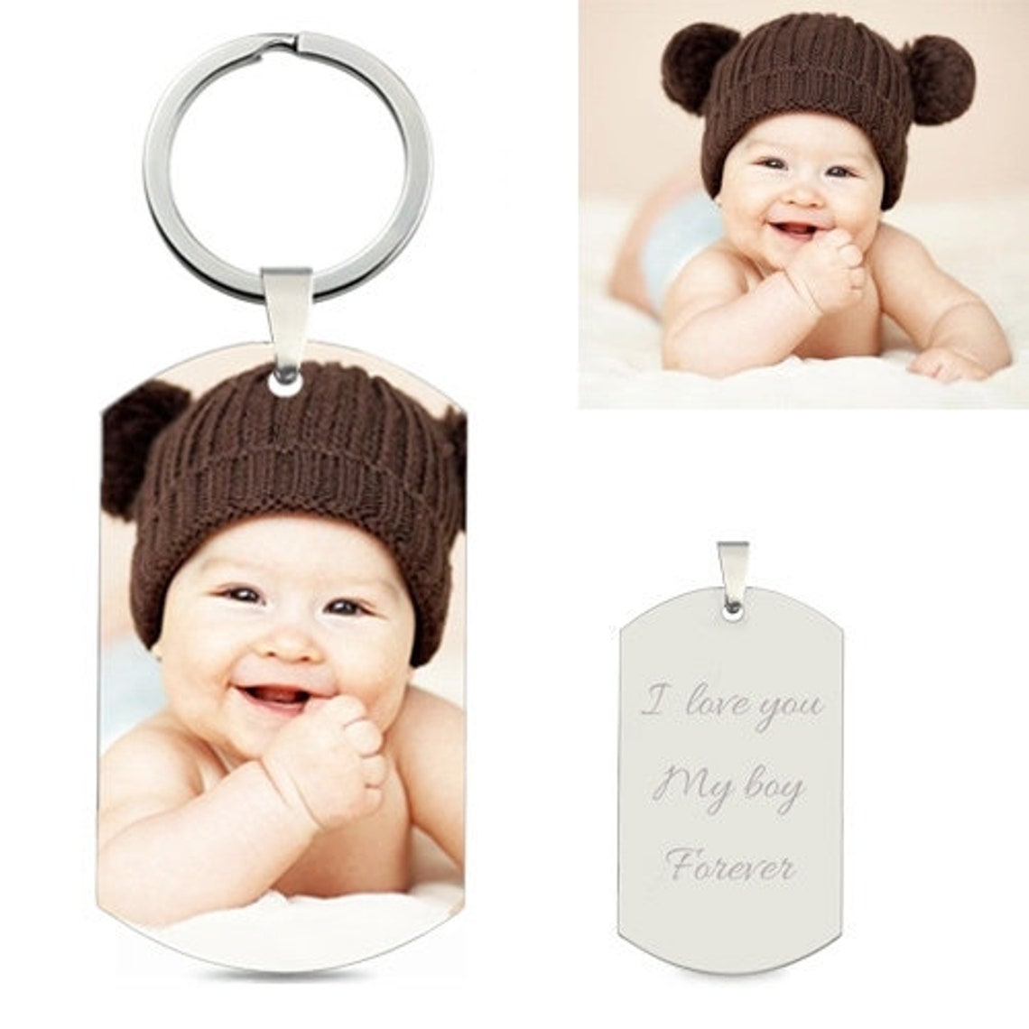 Custom Baby's Photo Keychain Personalize Stainless Steel - Etsy