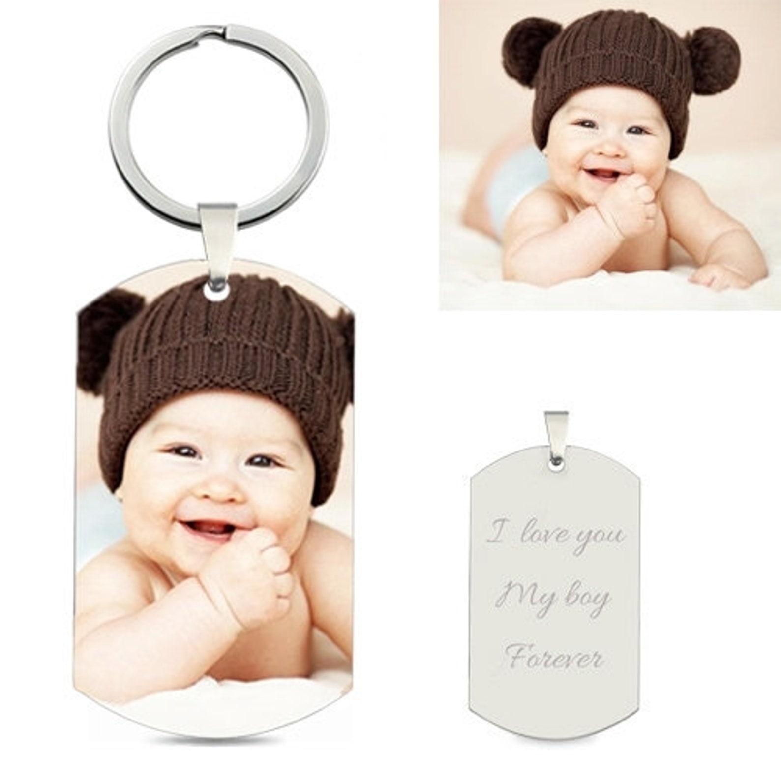 Custom Baby's Photo Keychain Personalize Stainless Steel - Etsy