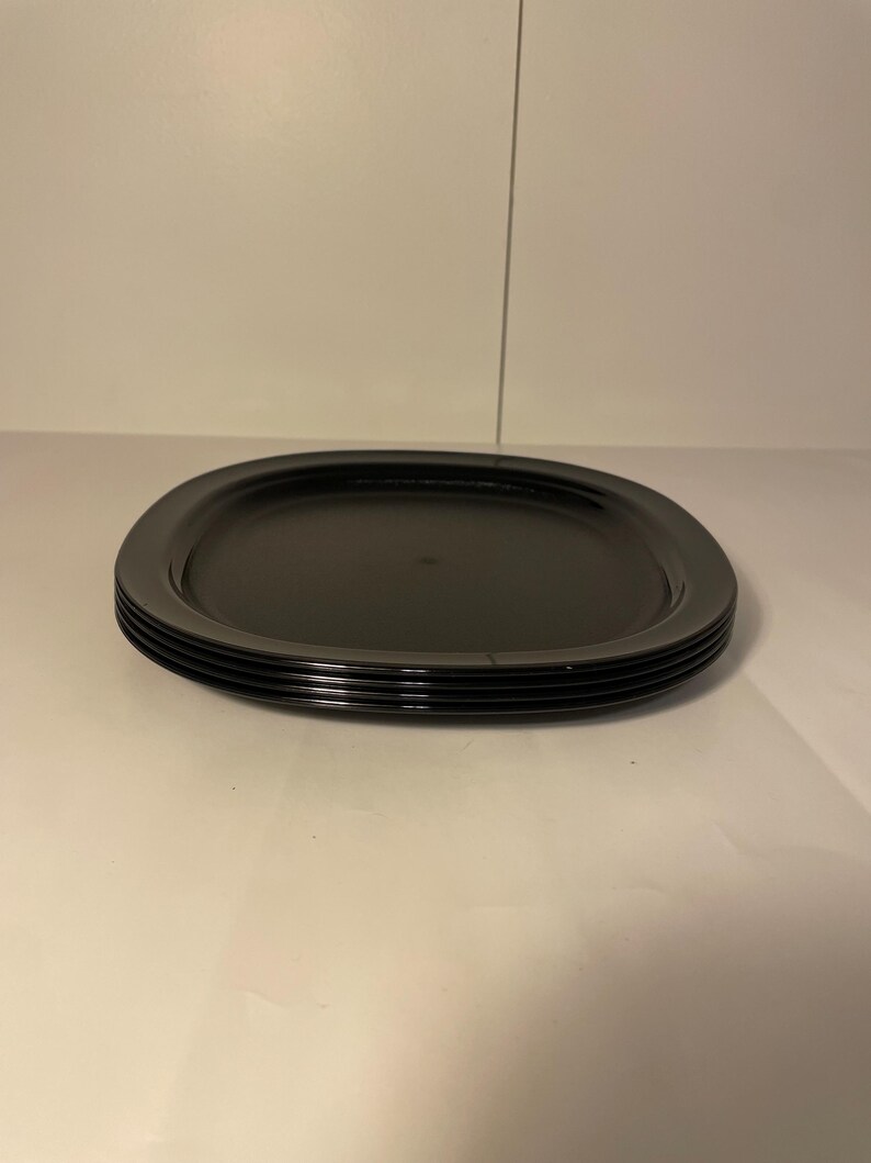 Tupperware Black Dessert Plates set of 4 - Etsy