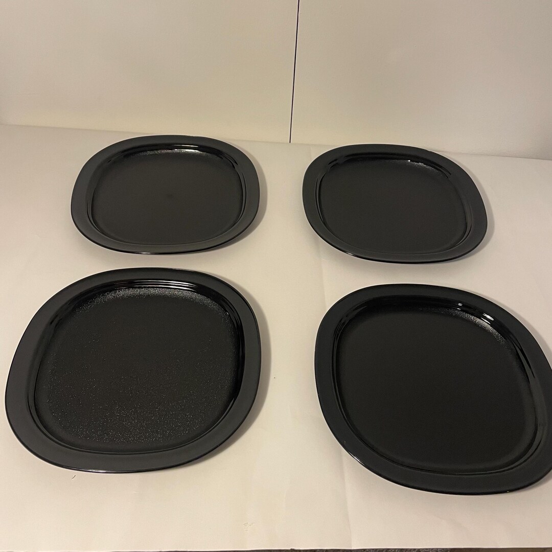 Tupperware Black Dessert Plates set of 4 - Etsy