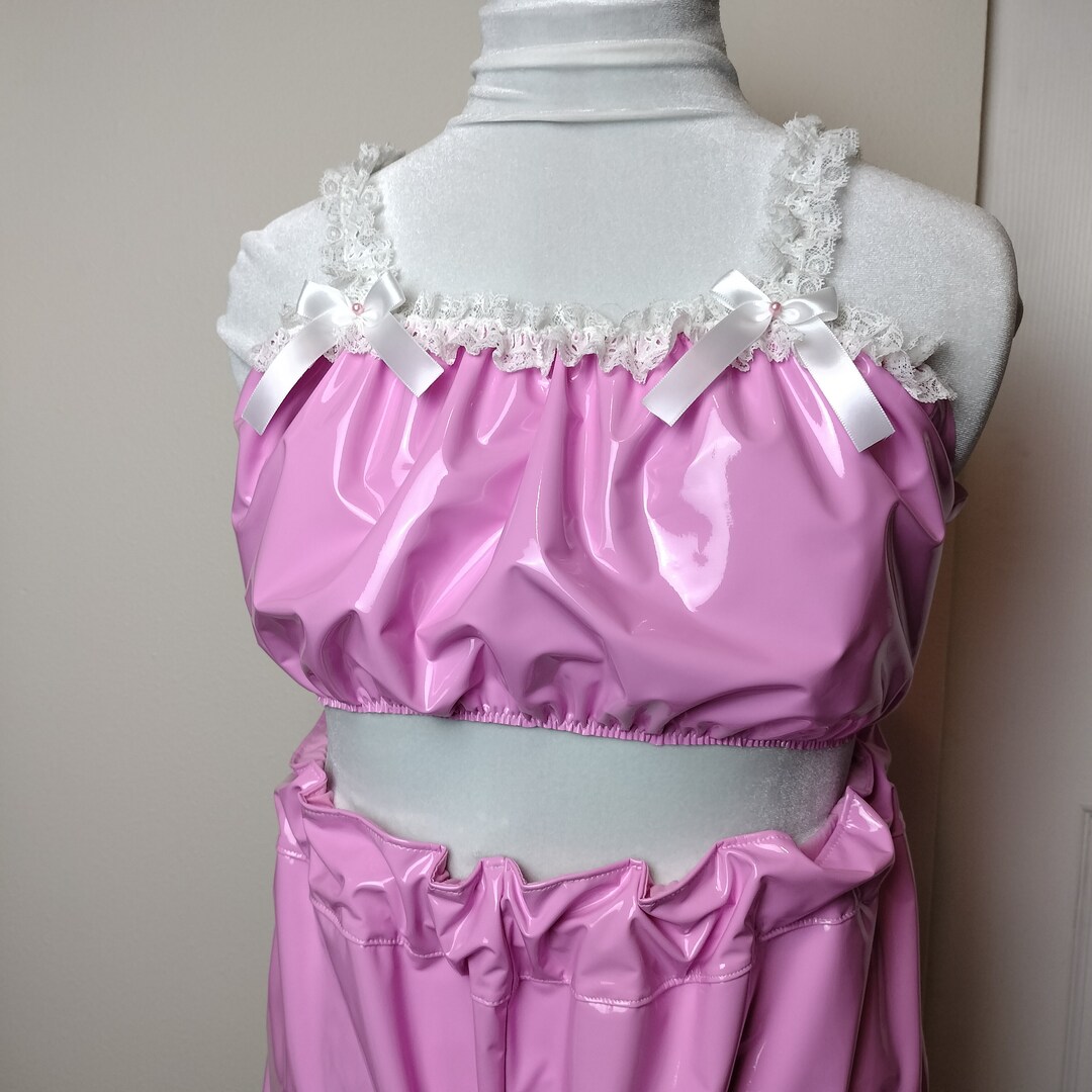 Pink Vinyl Crop Top Bloomer Set - Etsy