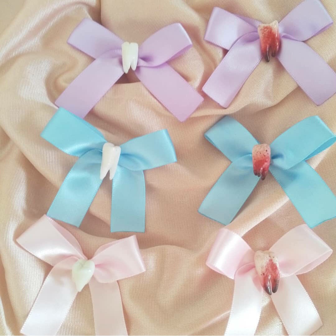 Pastel Cute and Creepy Tooth Bow Pin/hair Clip/necklace - Etsy