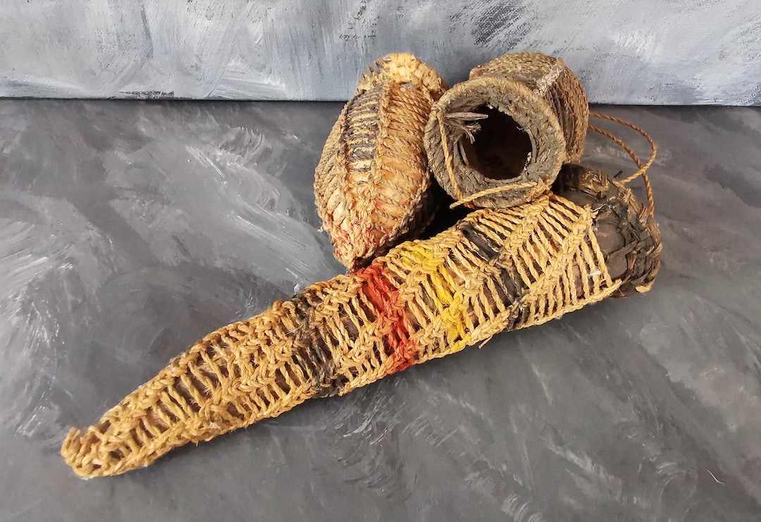 3 Vintage Woven Small Penis Gourds, Koteka, Horim, Penis Sheath, Papua ...