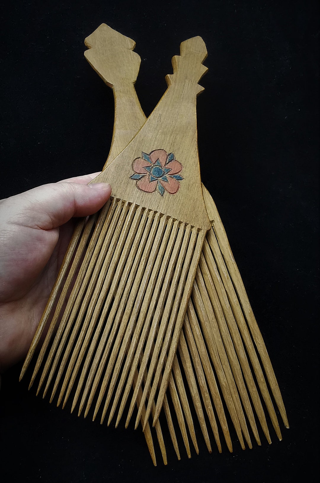 Two Vintage Ethnic Ceremonial Combs From Fiji, Collectible, Tribal ...