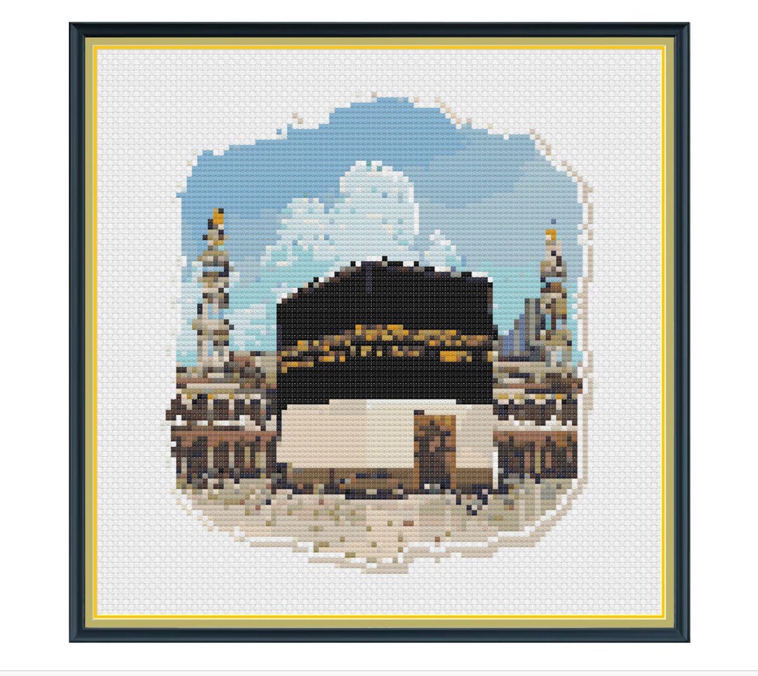 Mecca kaaba masjidil haram mosque cross stitch pattern DIY handmade ...
