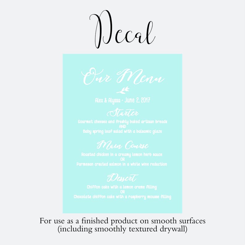 Wedding Menu STENCIL or DECAL / Personalized Stencil / Event | Etsy