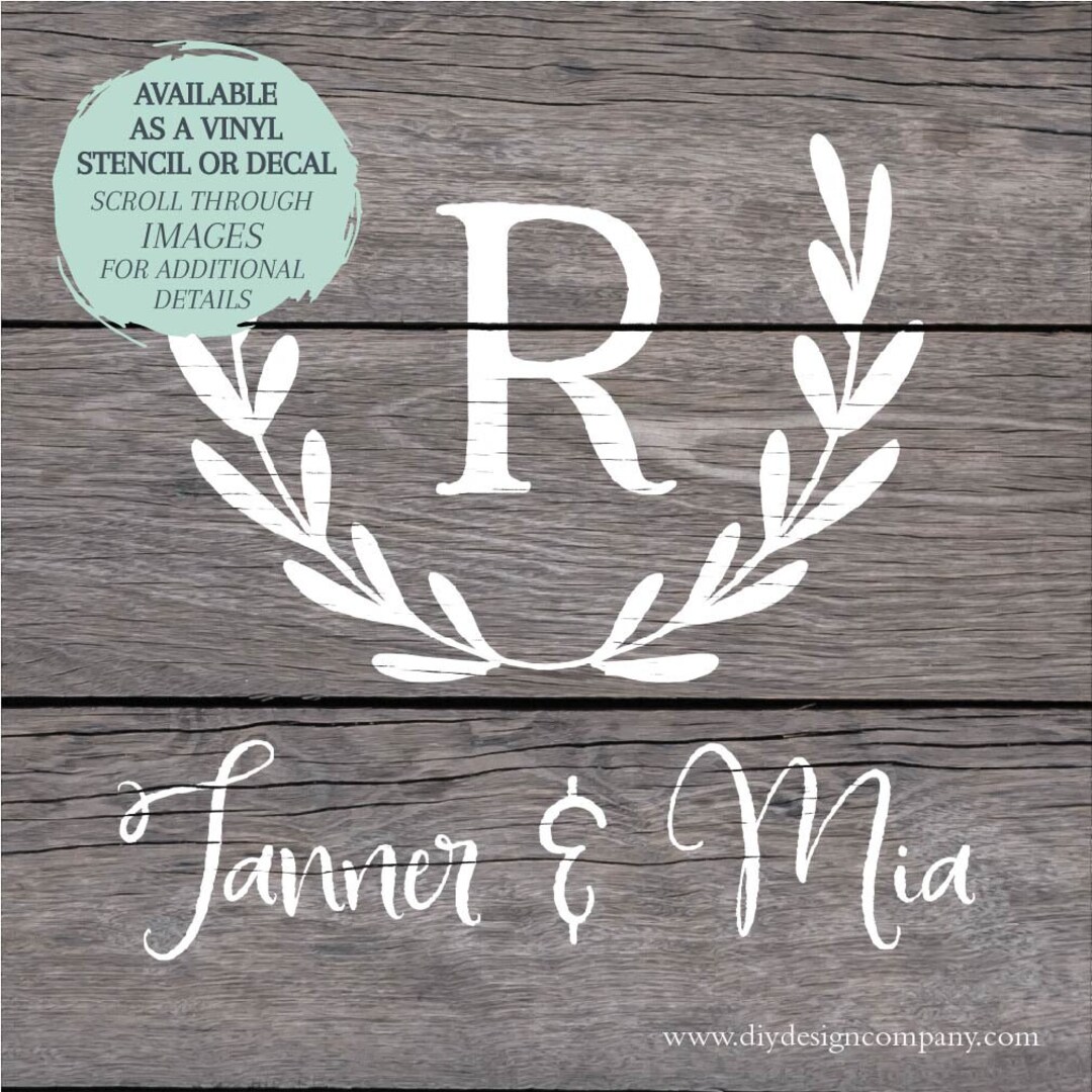 Monogram Name STENCIL OR DECAL / Wedding Monogram / One-time Use ...