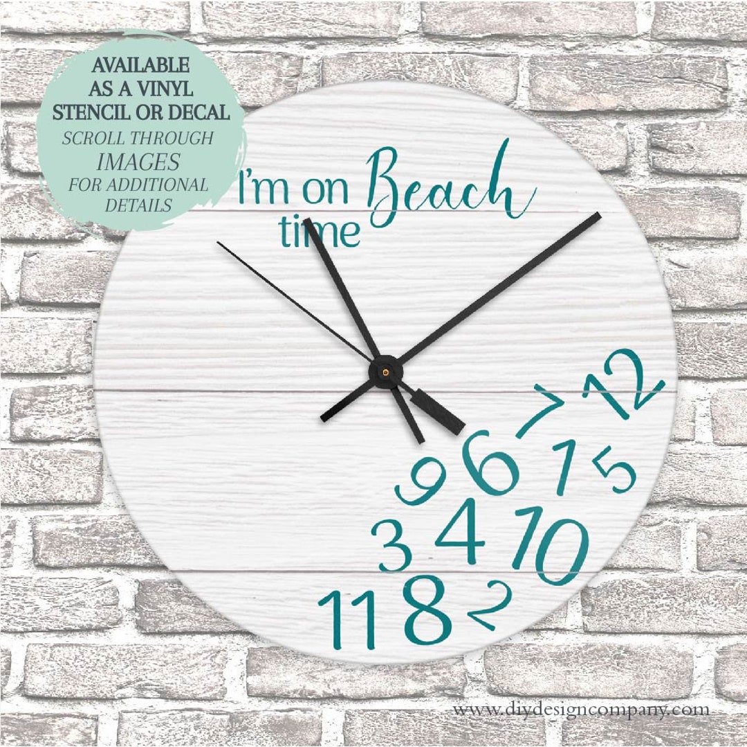 Vacation Time Clock STENCIL / Vacation Time Clock DECAL / Beach Time ...