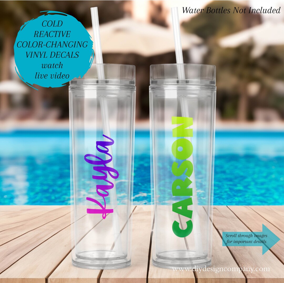 Color Changing Name Decal / Water Bottle Decal / Cold Reactive Decal ...