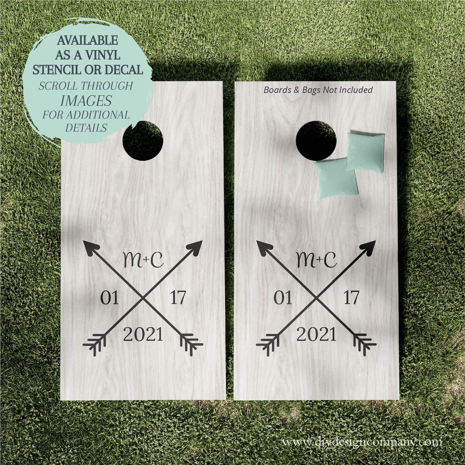 Cornhole Board STENCIL / Cornhole Board DECAL / Wedding Arrows / One ...