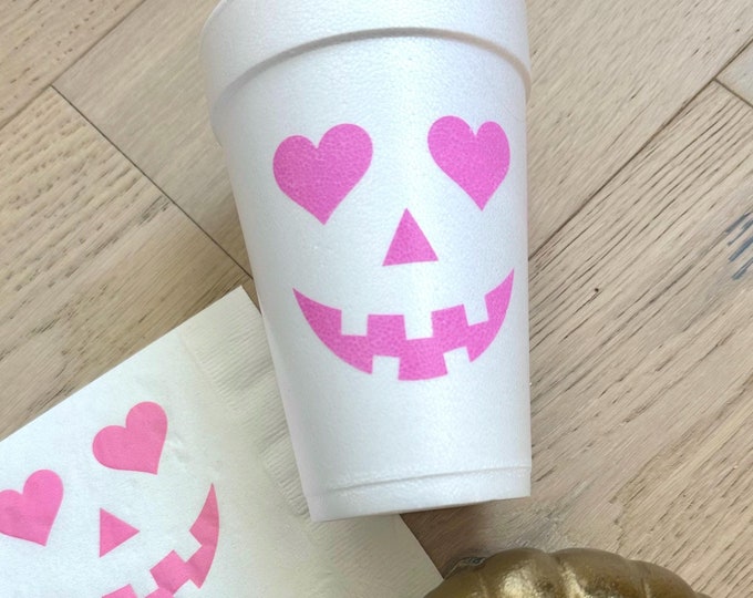 Heart Eyes Jack O Lantern, Halloween Styrofoam Cups, Halloween Cups ...