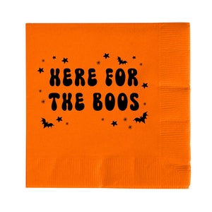 Here for the Boos Napkins, Halloween Cocktail Napkins, Halloween Party ...