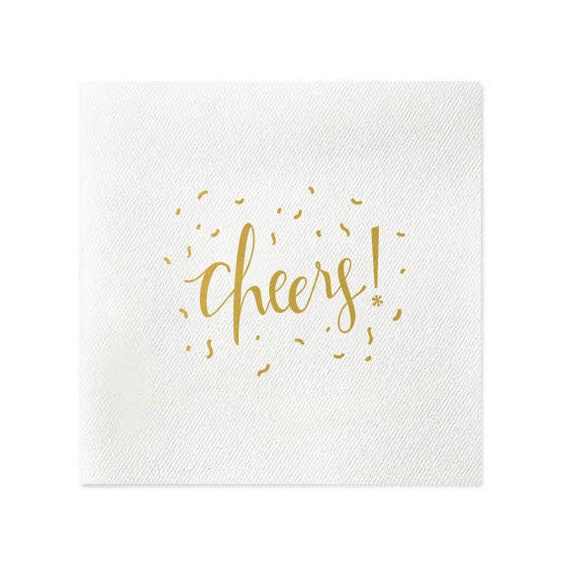 Cheers Paper Cocktail Napkins Party Supplies Celebration | Etsy