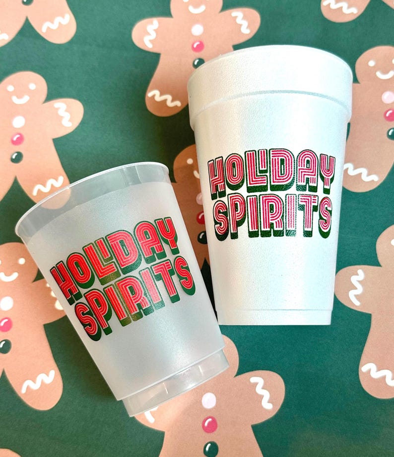 Holiday Spirits Plastic Cups, Christmas Shatterproof Cups, Christmas ...