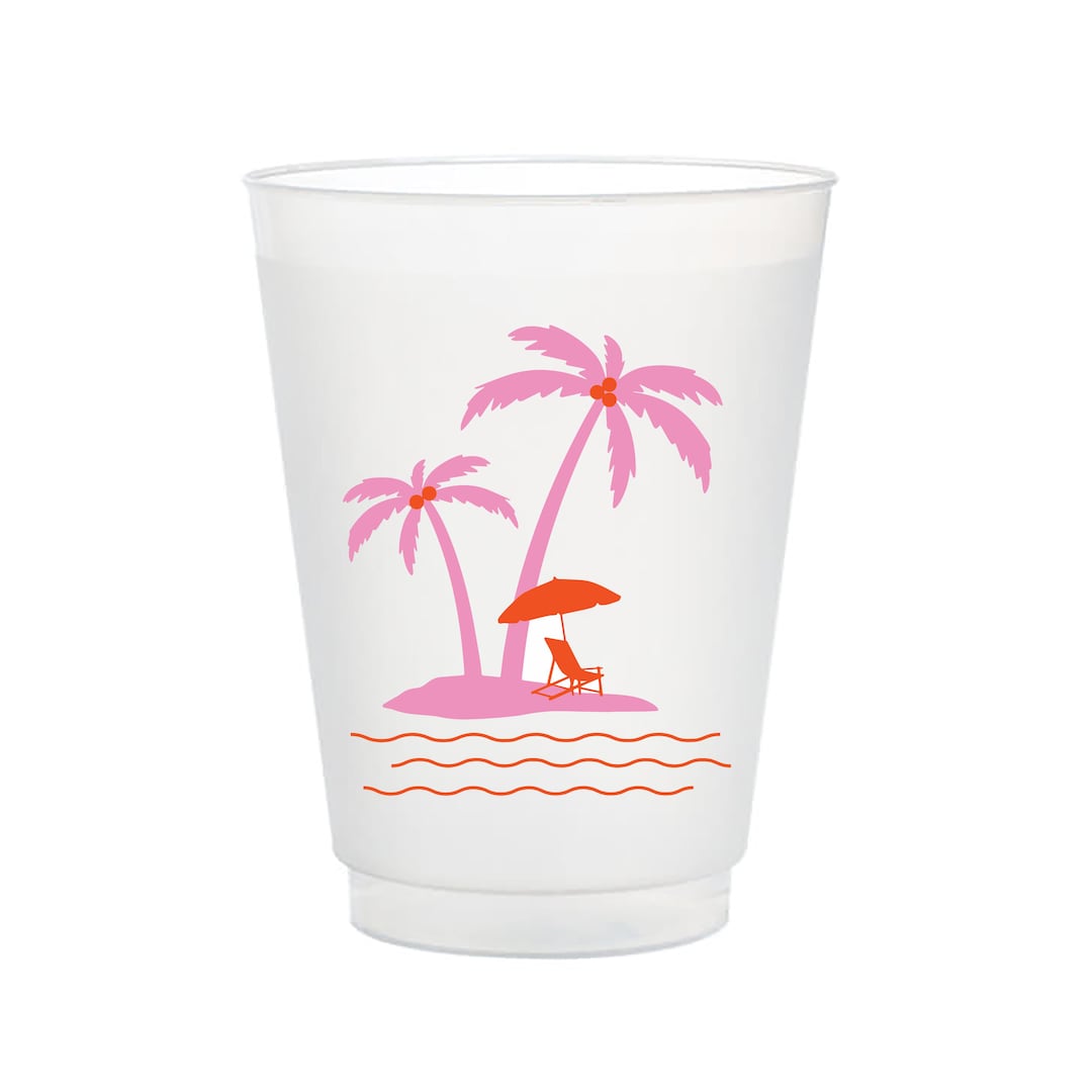 Beach Flex Cups, Beach Trip Frost Flex Party Cups, Shatterproof Beach ...