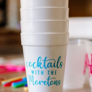 Cocktails With the Last Name Styrofoam Party Cups, Personalized ...