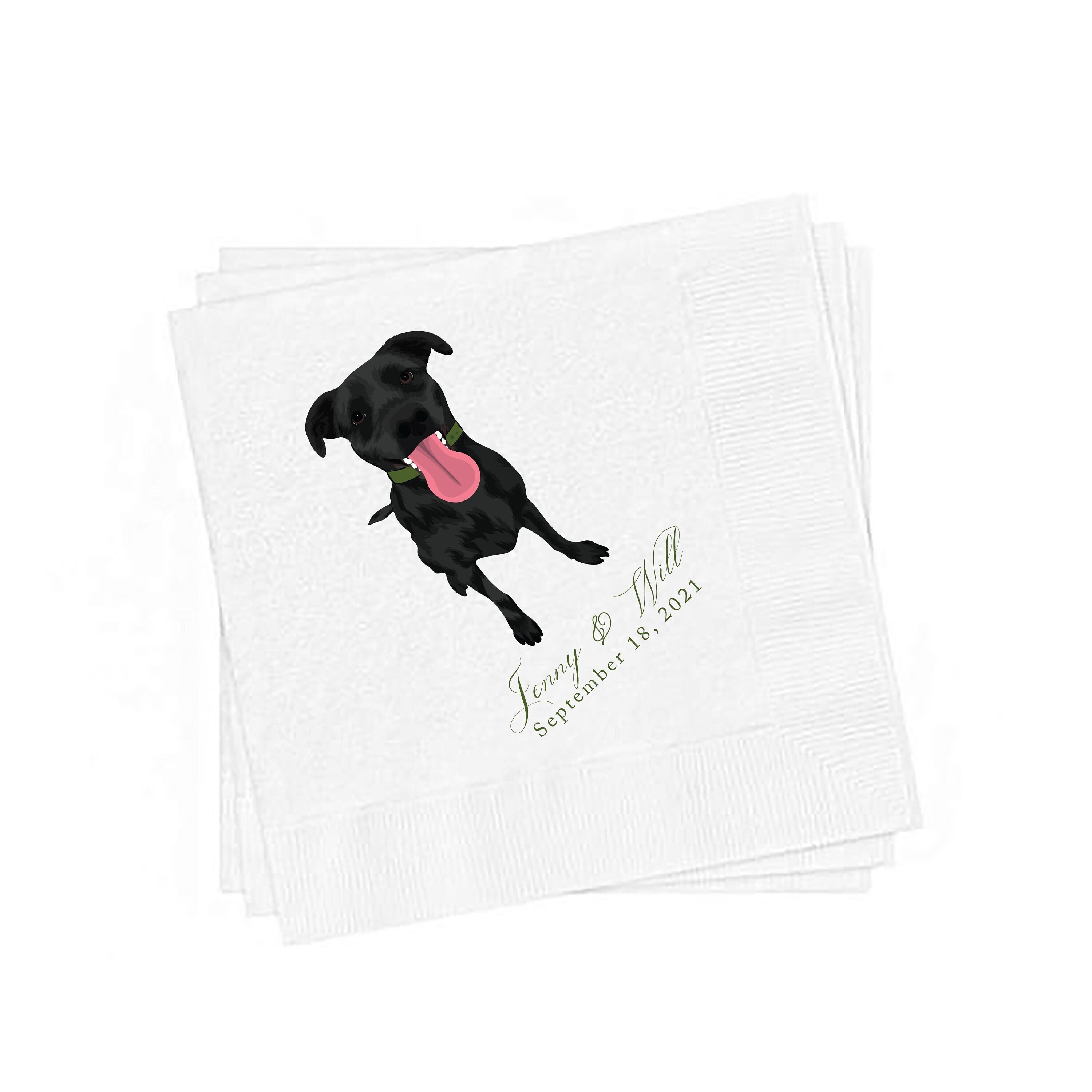 Dog Napkins Custom Full Color Wedding Napkins Dog Sketch - Etsy